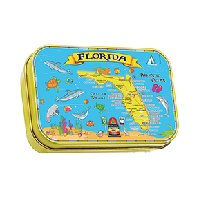 Miami Souvenirs: FLORIDA MAP TIN SMALL BOX
