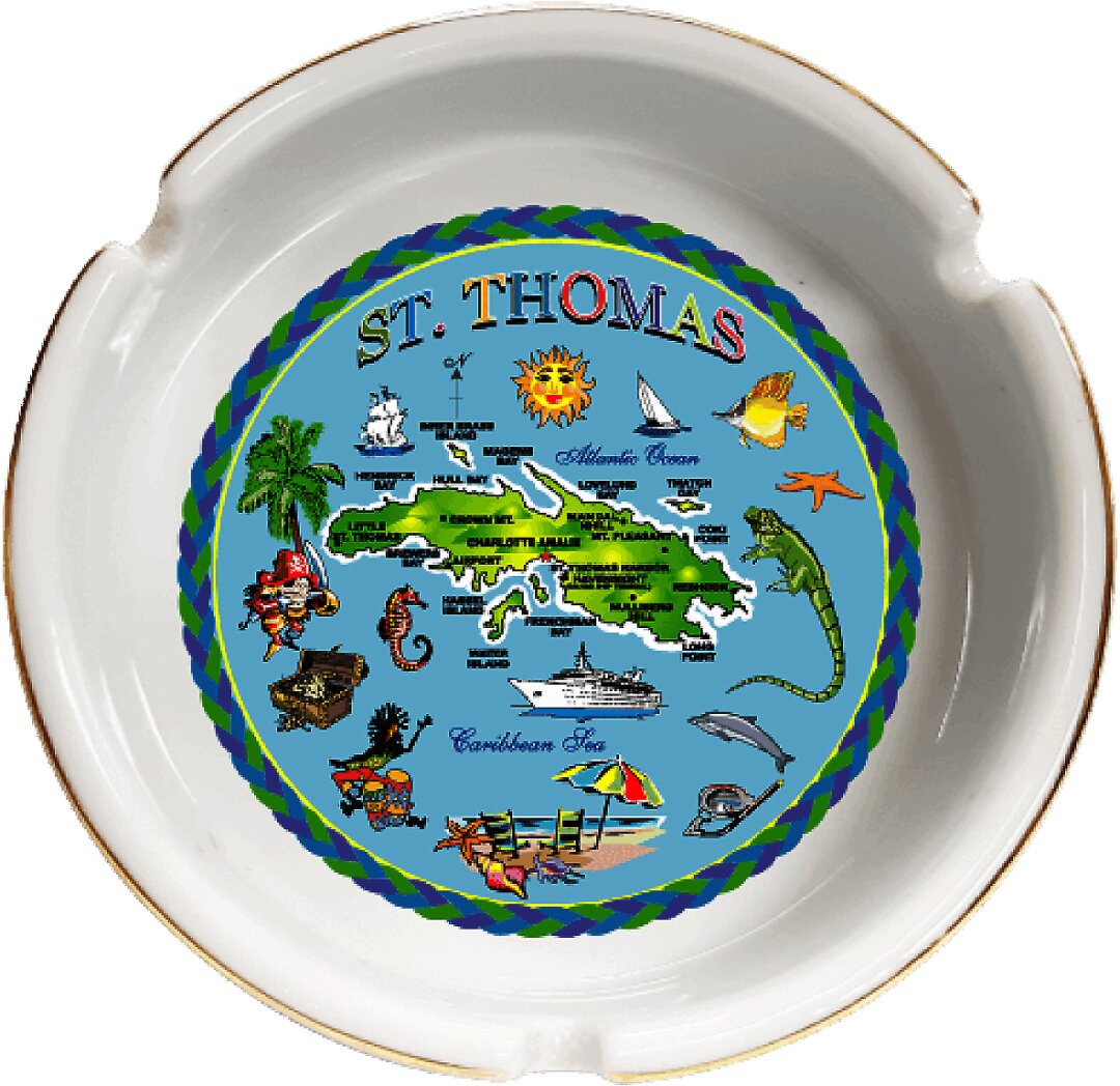 Miami Souvenirs: ST. THOMAS MAP ASHTRAY