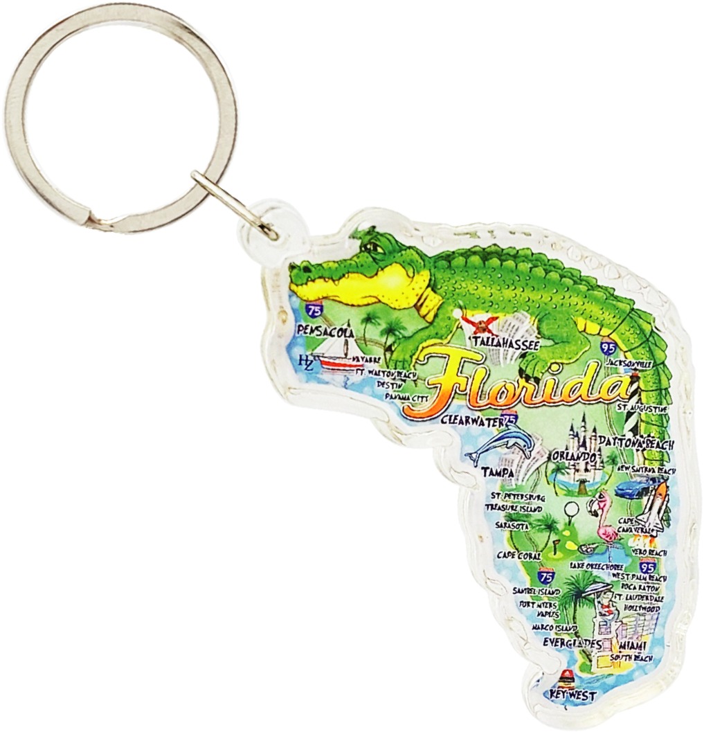 Miami Souvenirs: FLORIDA MAP KEYCHAIN
